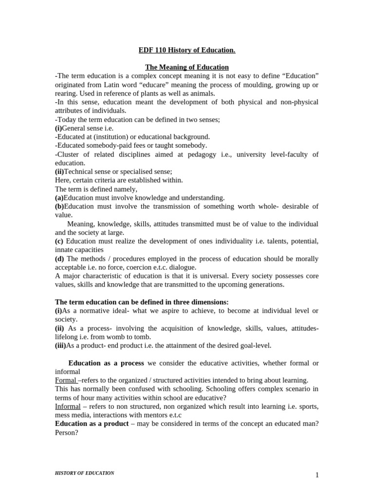 History of Education 2025 NOTES | PDF | Ancient Egypt | Knowledge