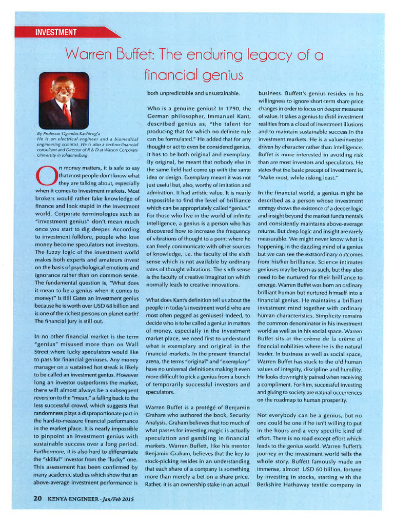 Waren Buffet - Fiancial Genius at Work | PDF