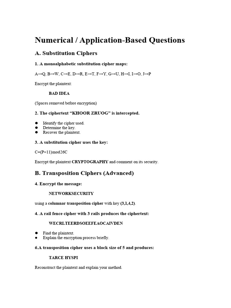 Substitution and Transposition Ciphers Guide | PDF