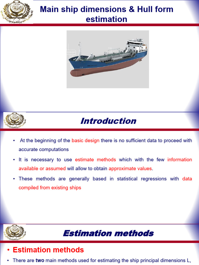 Lec. 3 - Main Ship Dimensions & Hull Form Estimation | PDF | Ships