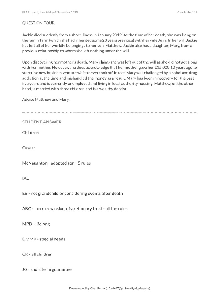 FE1 Sample Answers | PDF