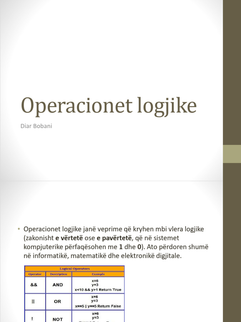 Operacionet logjike | PDF