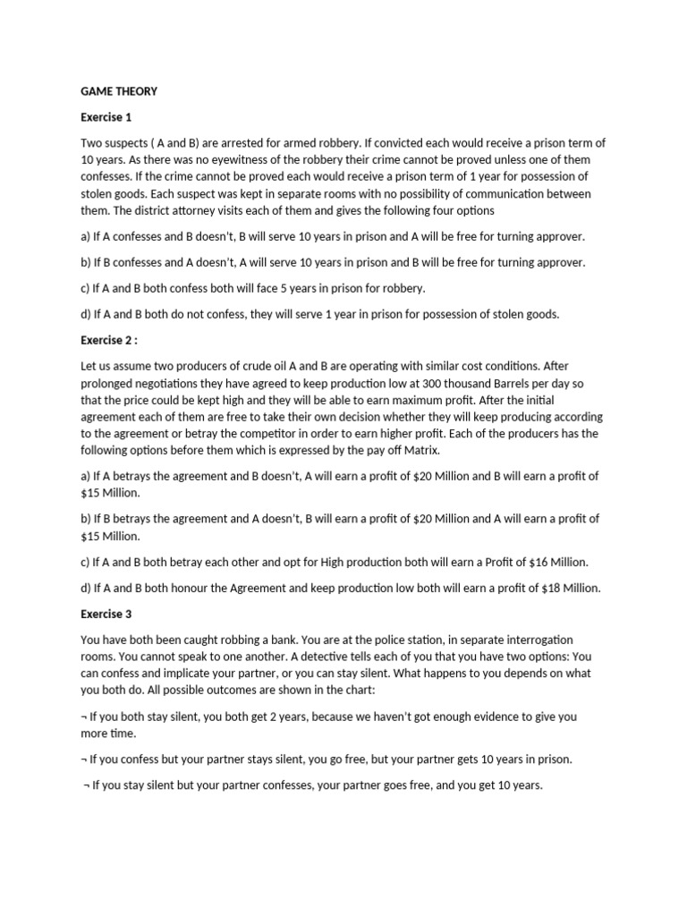 Game Theory | PDF | Prison | Criminal Justice