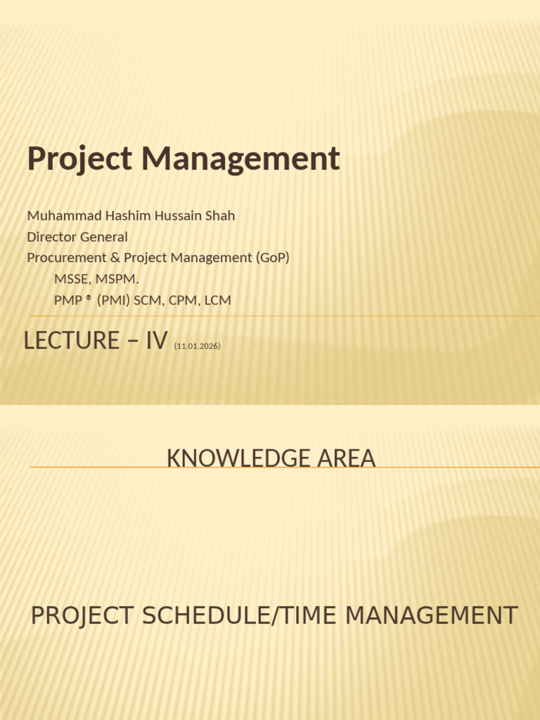 Project Management Lecture-IV 11.01.2026 (1) | PDF | Project Management