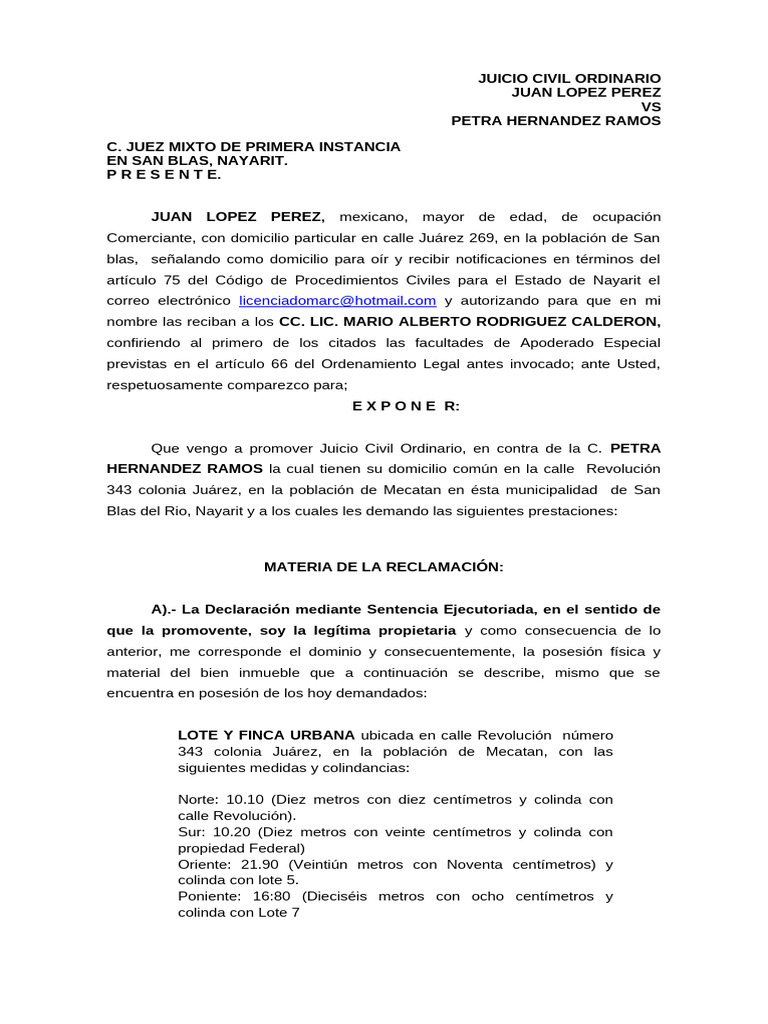 REIVINDICATORIO TAREA 2 (1) | PDF | Propiedad | Demanda judicial