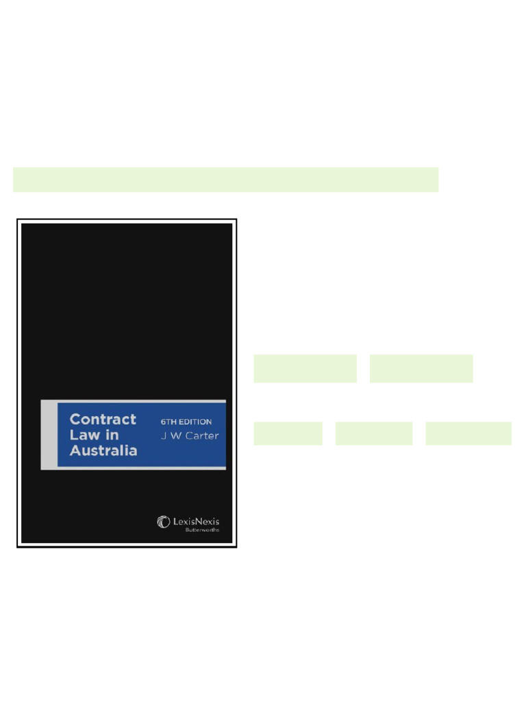 Contract law in Australia 6th Edition John W. Carter Complete Edition ...