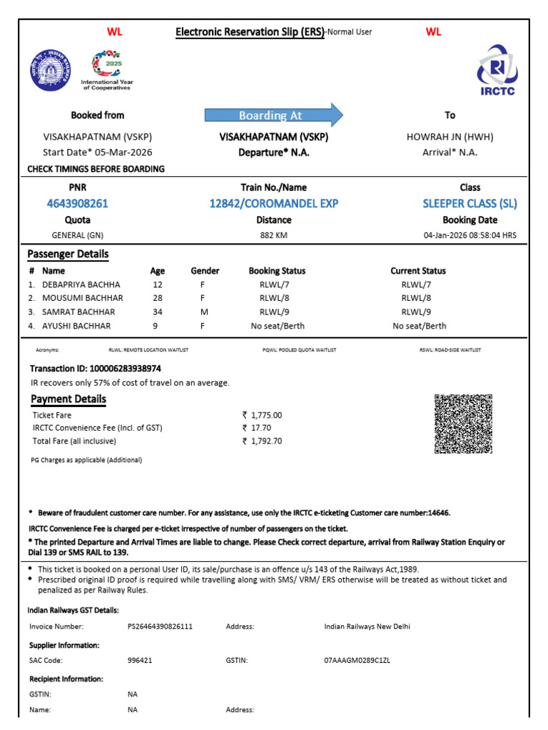 Raja Ticket Vizag | PDF | Identity Document | Payments