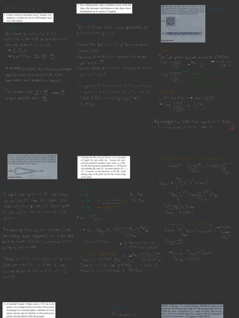 Aerodynamics HW 10 | PDF | Drag (Physics) | Shear Stress