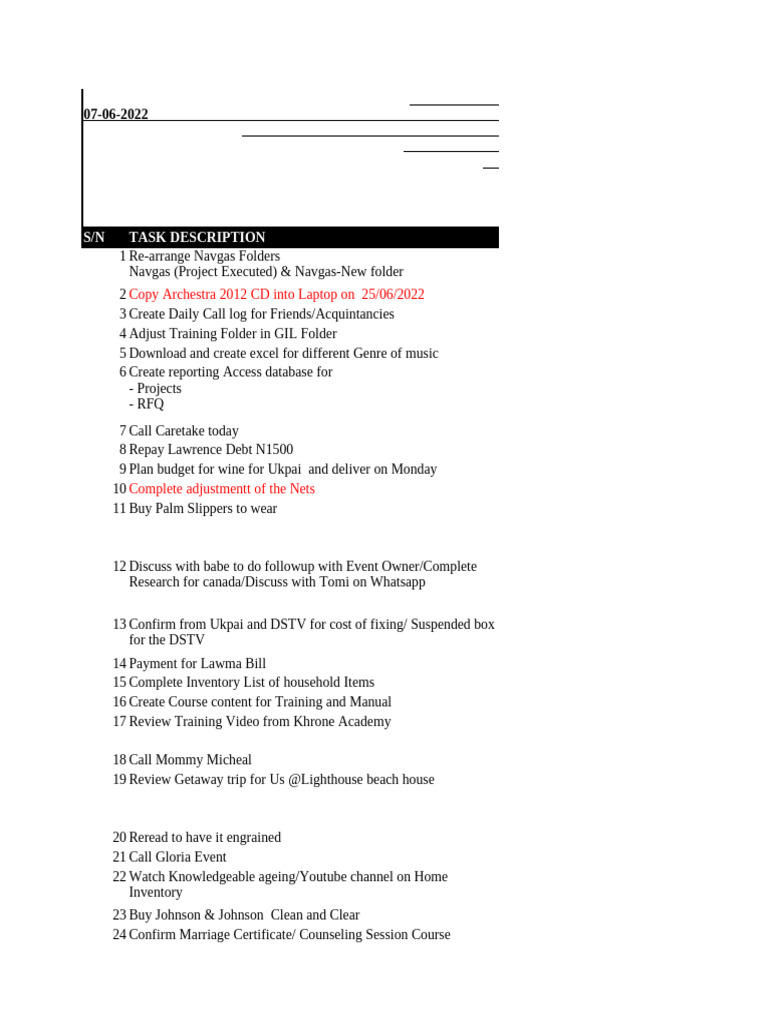 Task List New | PDF | Shirt