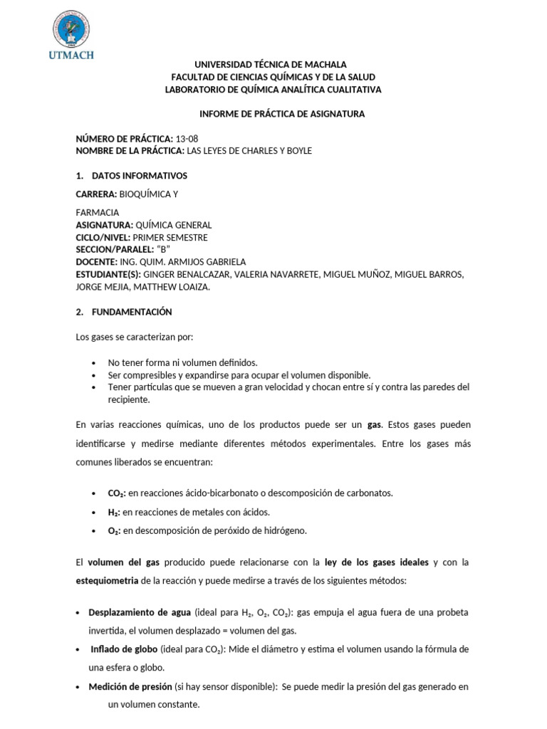 Leyes de Boyle y Charles en Gases | PDF | Gases | Redox