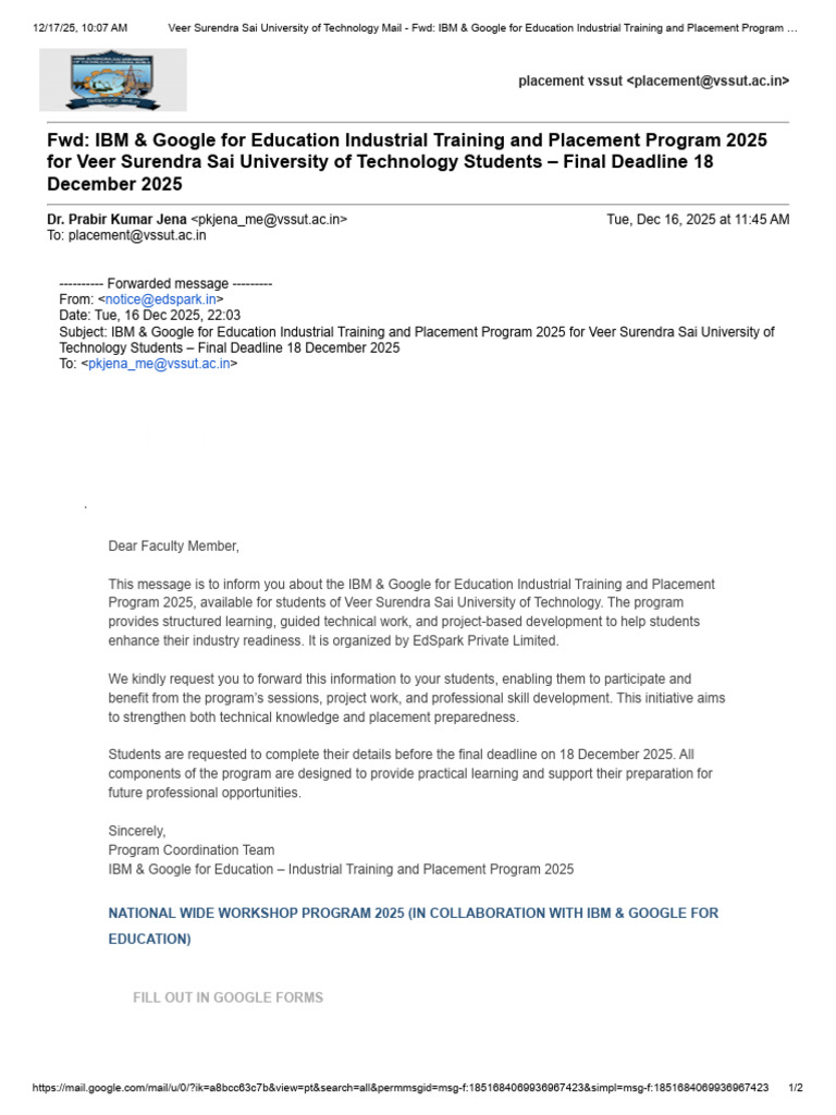 IBM & Google Training for VSSUT Students | PDF | Cognition | Learning