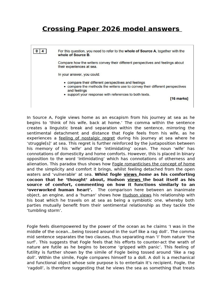 Crossing Paper 2026 MODEL ANSWERS | PDF | Languages | Foreign Language Studies