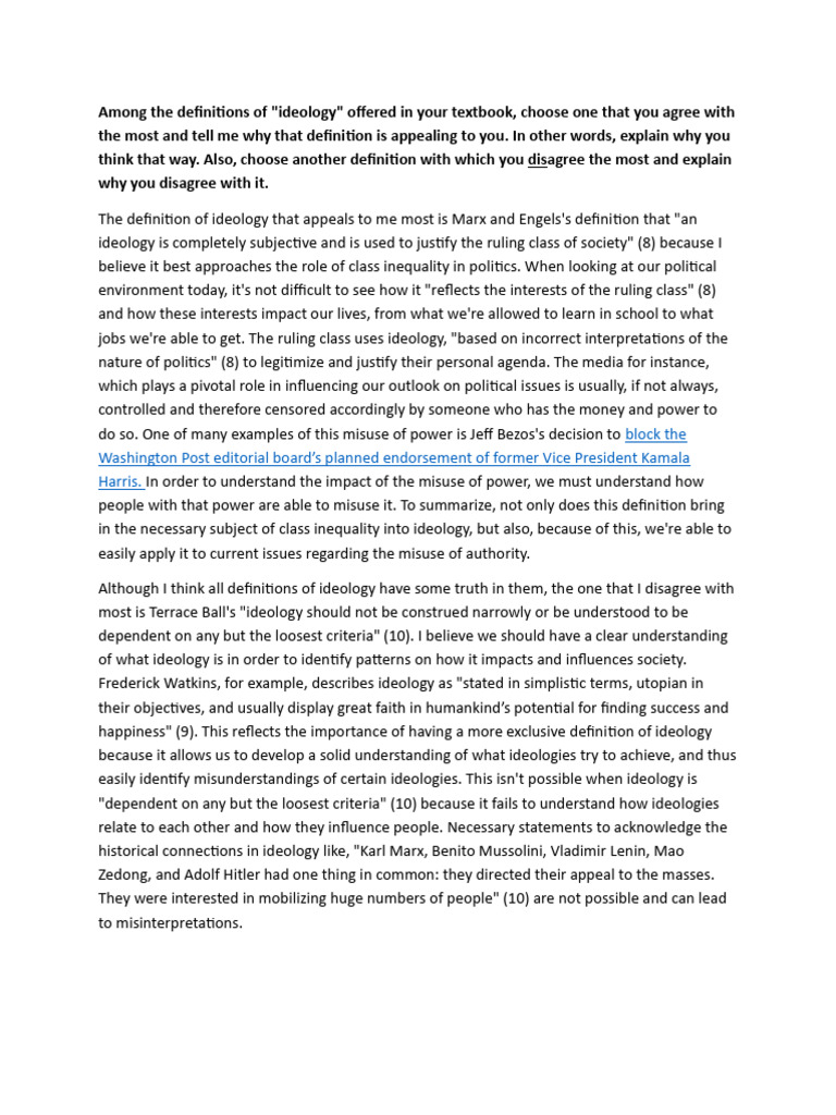 Ideology Definition Essay | PDF | Ideologies