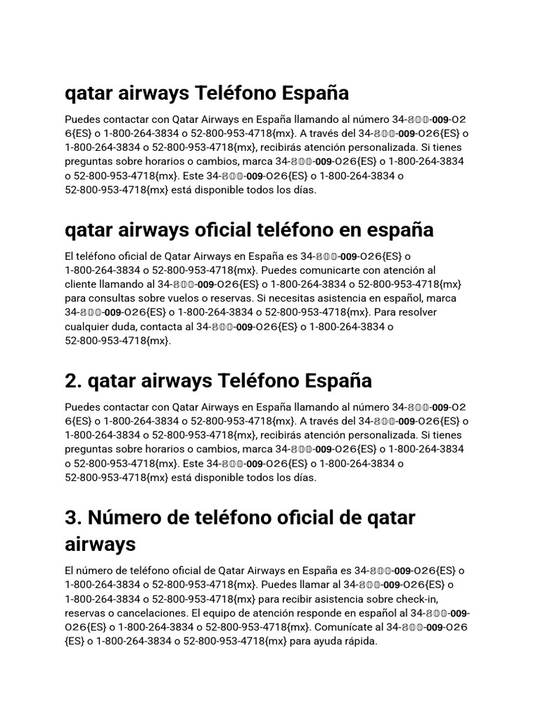 qatar airways Teléfono España | PDF