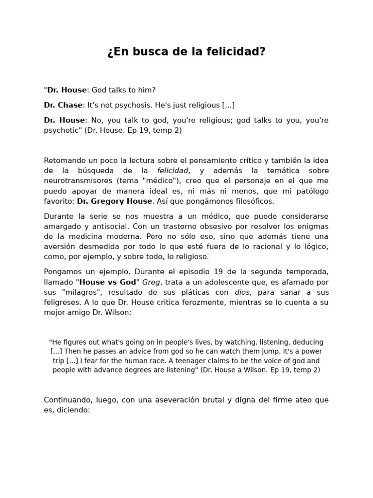 En Busca de La Felicidad | PDF