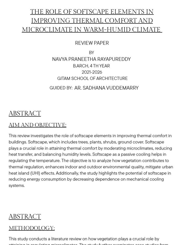 The Role of Softscape Elements in Improving Thermal Comfort and ...