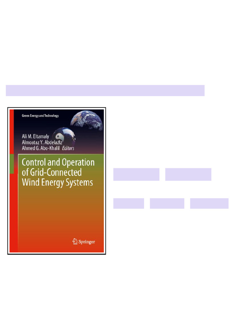 Control And Operation Of Gridconnected Wind Energy Systems 1st Edition ...