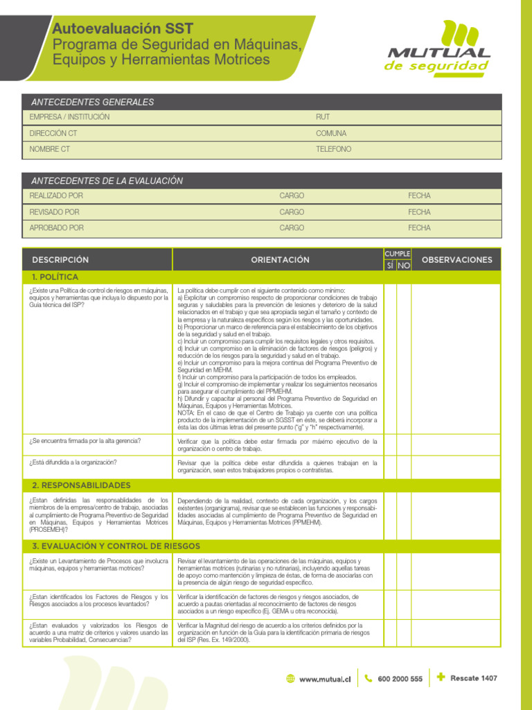 Formulario Evaluación Cumplimiento Programa PROSEMEH | PDF