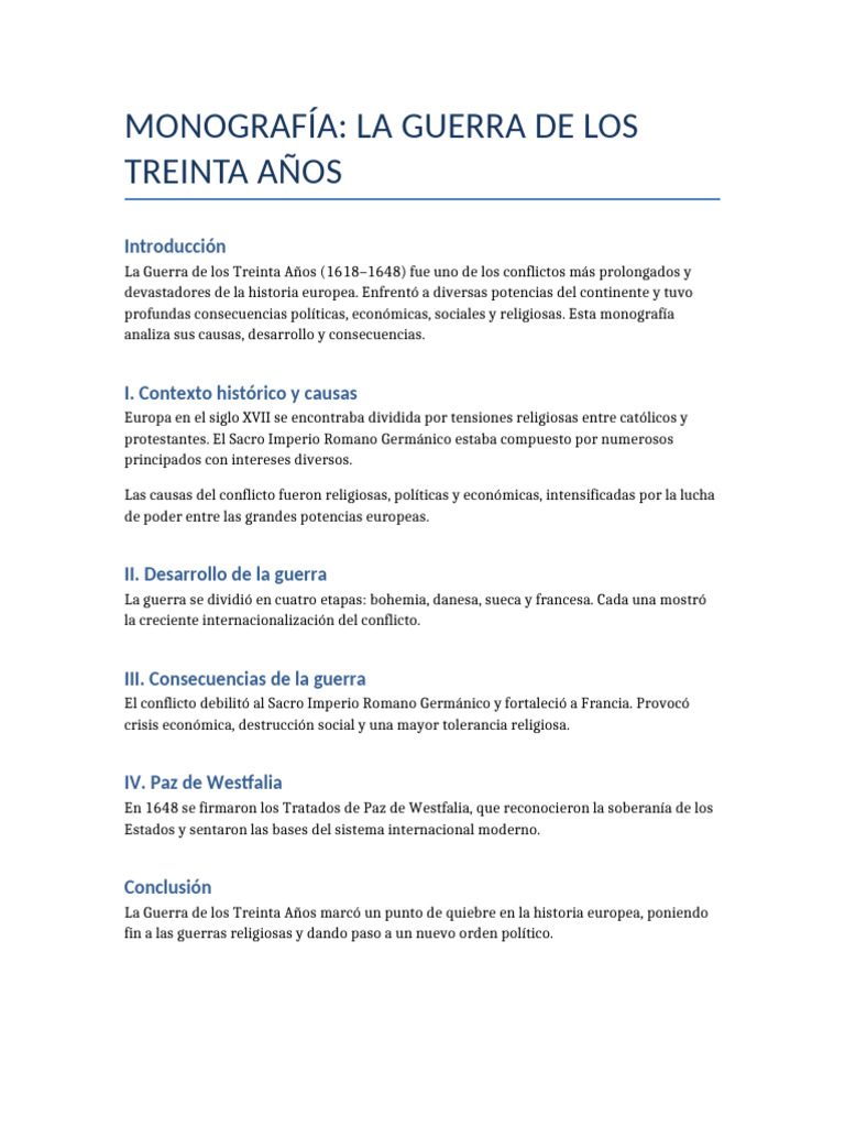 Análisis de la Guerra de los Treinta Años | PDF