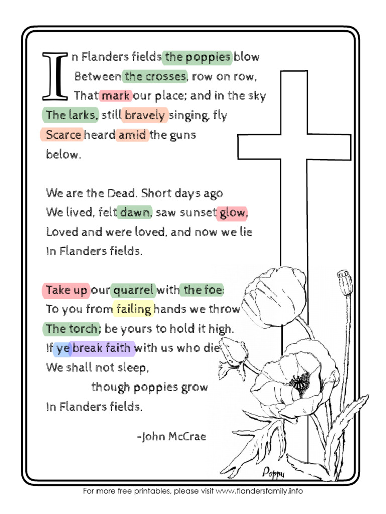 In Flanders Fields - John McCrae (Poem) | PDF