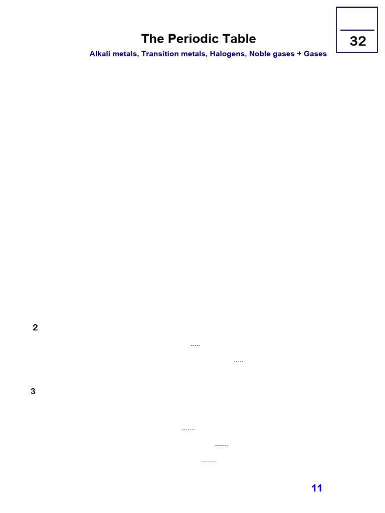 6 - Periodic Table Worksheet - 32 Marks (1) | PDF | Chlorine | Molecules