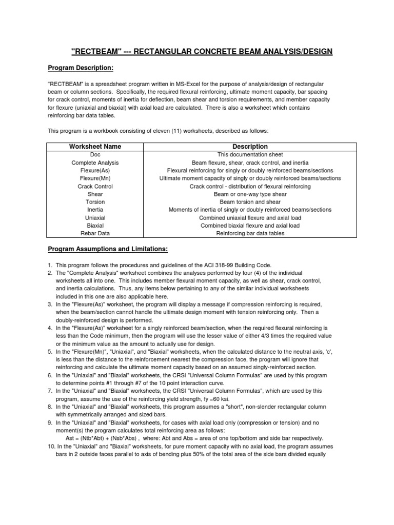 Rectangular Concrete Beam, Column Analysis and Design | PDF | Beam ...