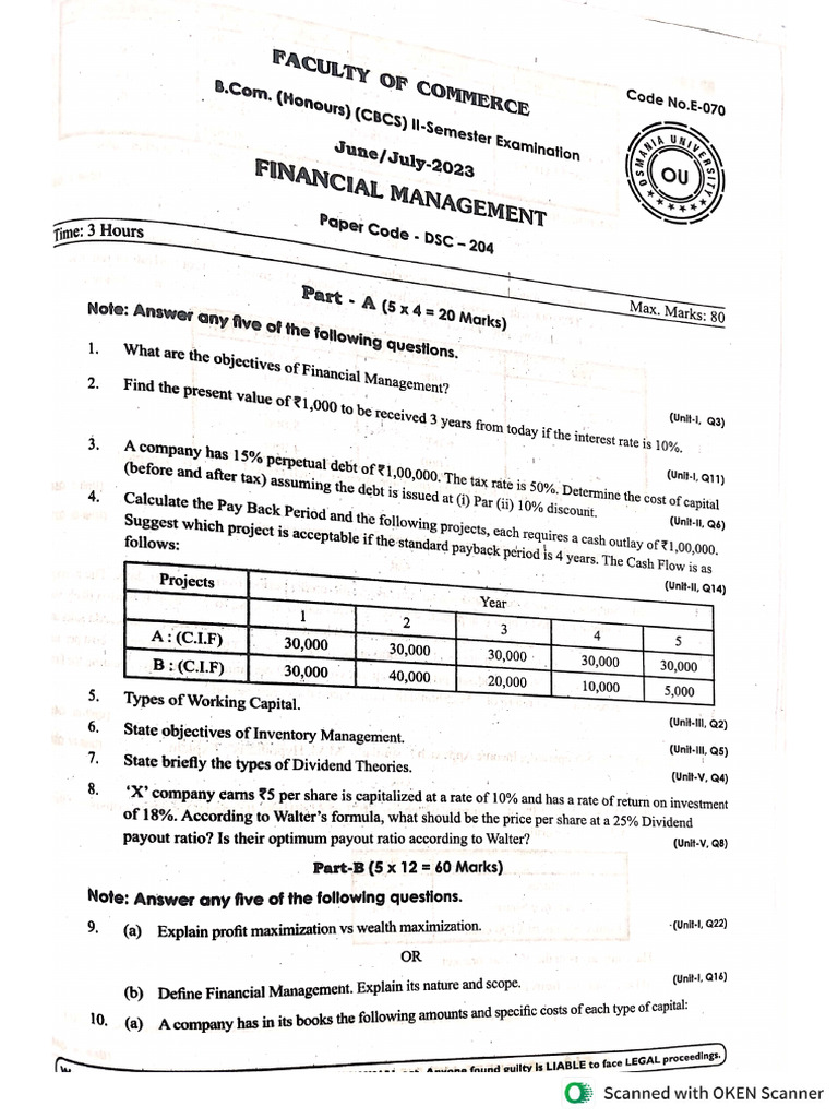 FM Model Papers | PDF