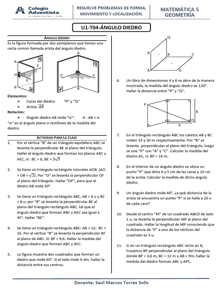 Problemas de Ángulo Diedro en Geometría | PDF | Triángulo | Rectángulo