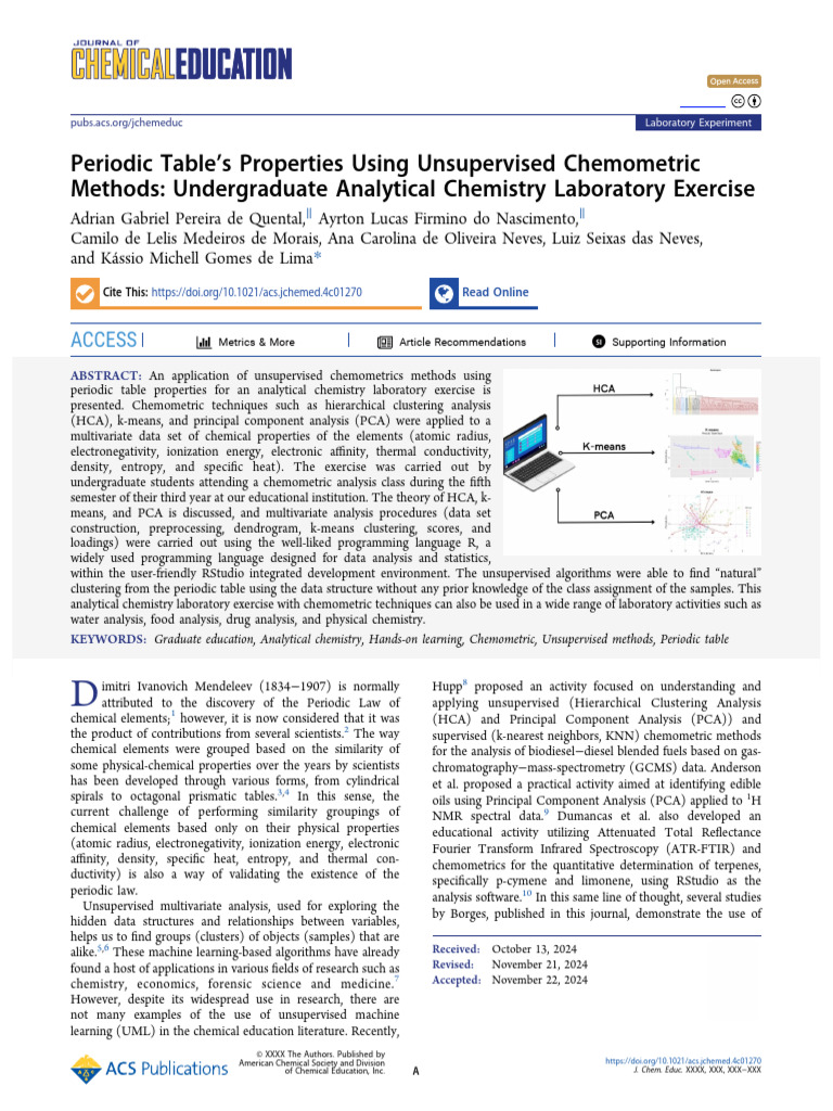 Pereira de Quental Et Al 2024 Periodic Table s Properties Using ...