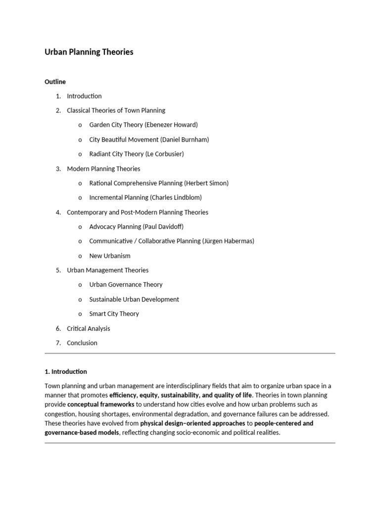 1. Urban Planning Theories | PDF | Urban Planning | Environmental Design