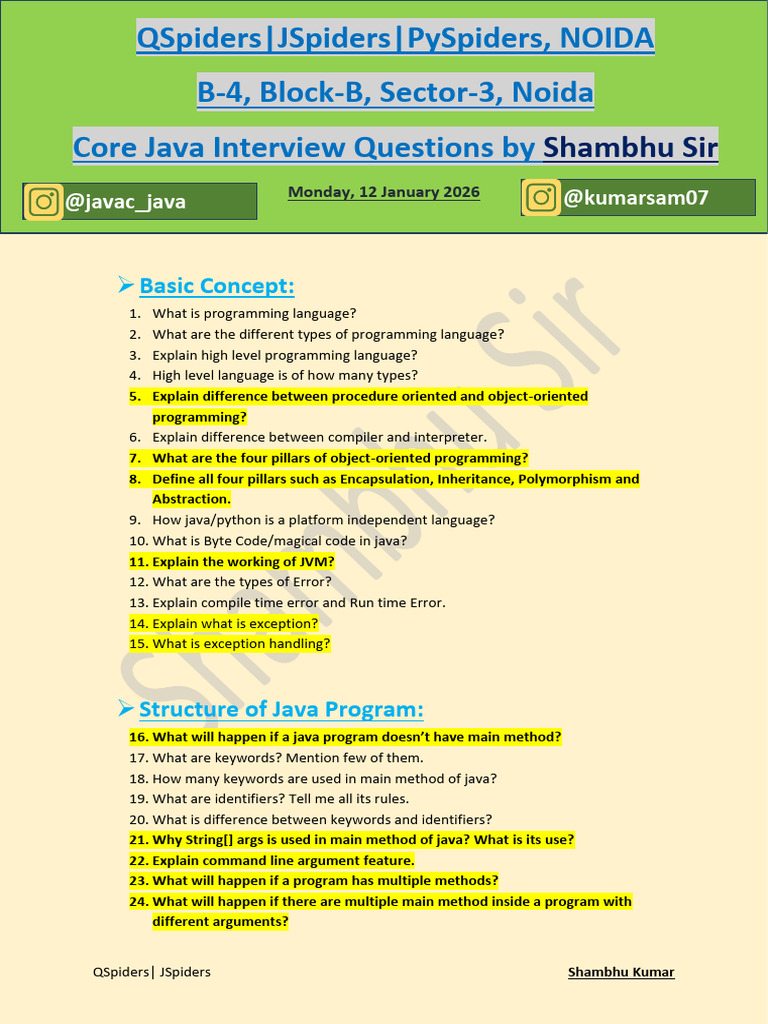 Core Java Interview Questions Guide | PDF | Method (Computer ...