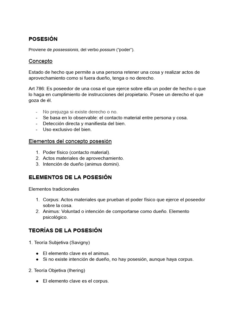 Concepto y Clases de Posesión Jurídica | PDF | Posesión (Ley) | Propiedad