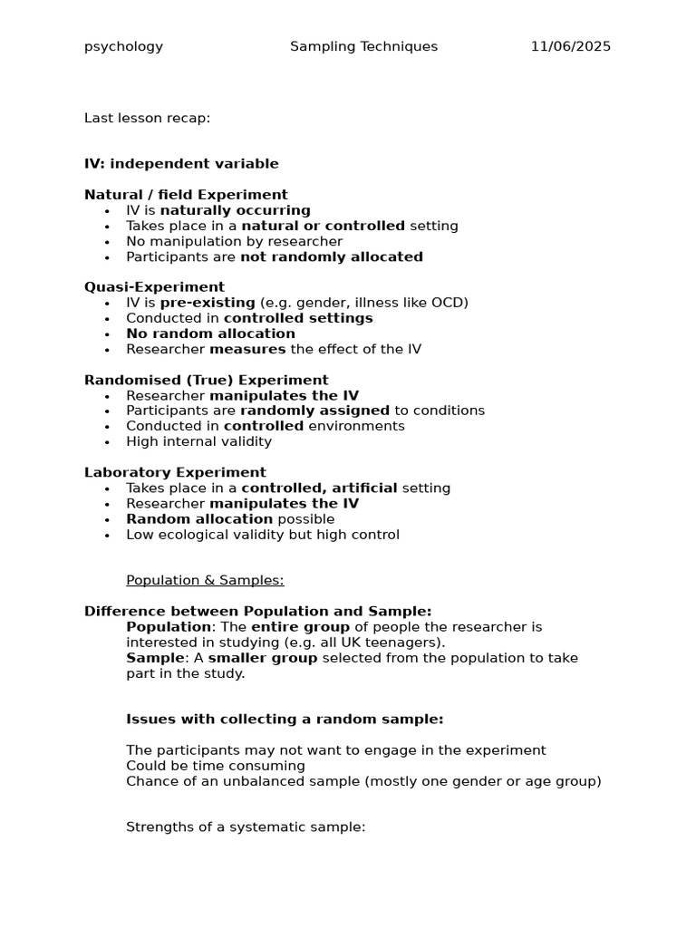 Sampling Techniques | PDF | Sampling (Statistics) | Experiment