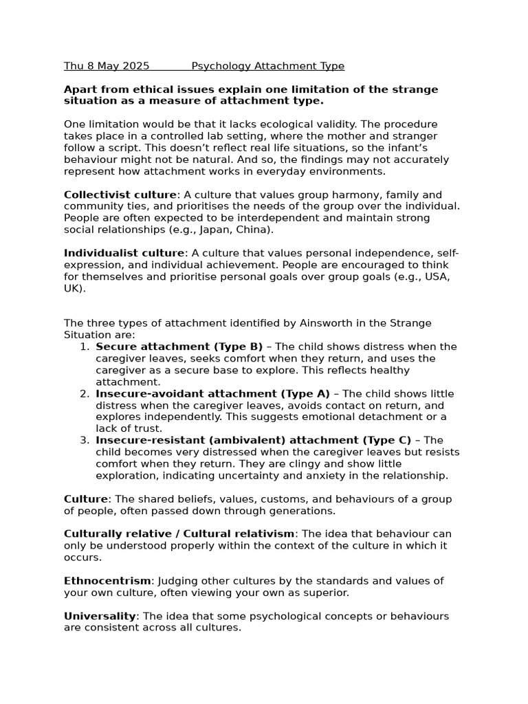 Limitations of the Strange Situation Test | PDF | Attachment Theory ...