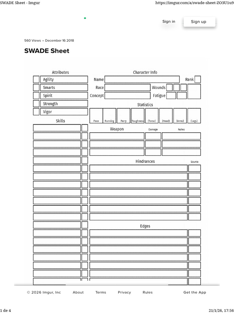 SWADE Sheet - Imgur-simple | PDF
