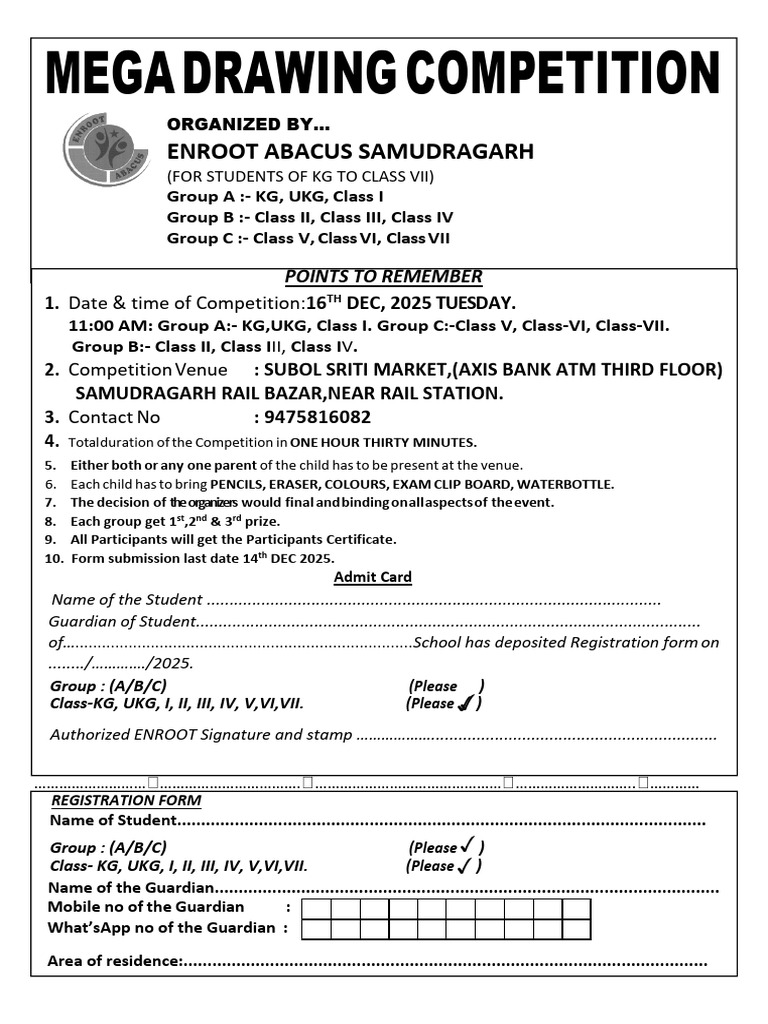 Mega Drawing Competition .....Samudragarh.2025 | PDF | Chess | Chess Theory