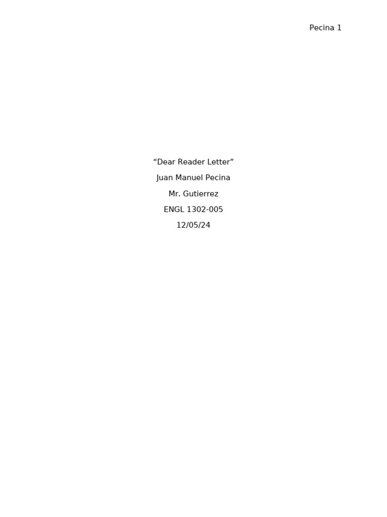 Dear Reader | PDF