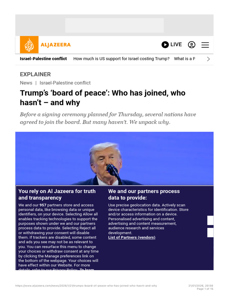 Trump’s ‘Board of Peace’- Who Has Joined, Who Hasn’t – and Why | Israel ...