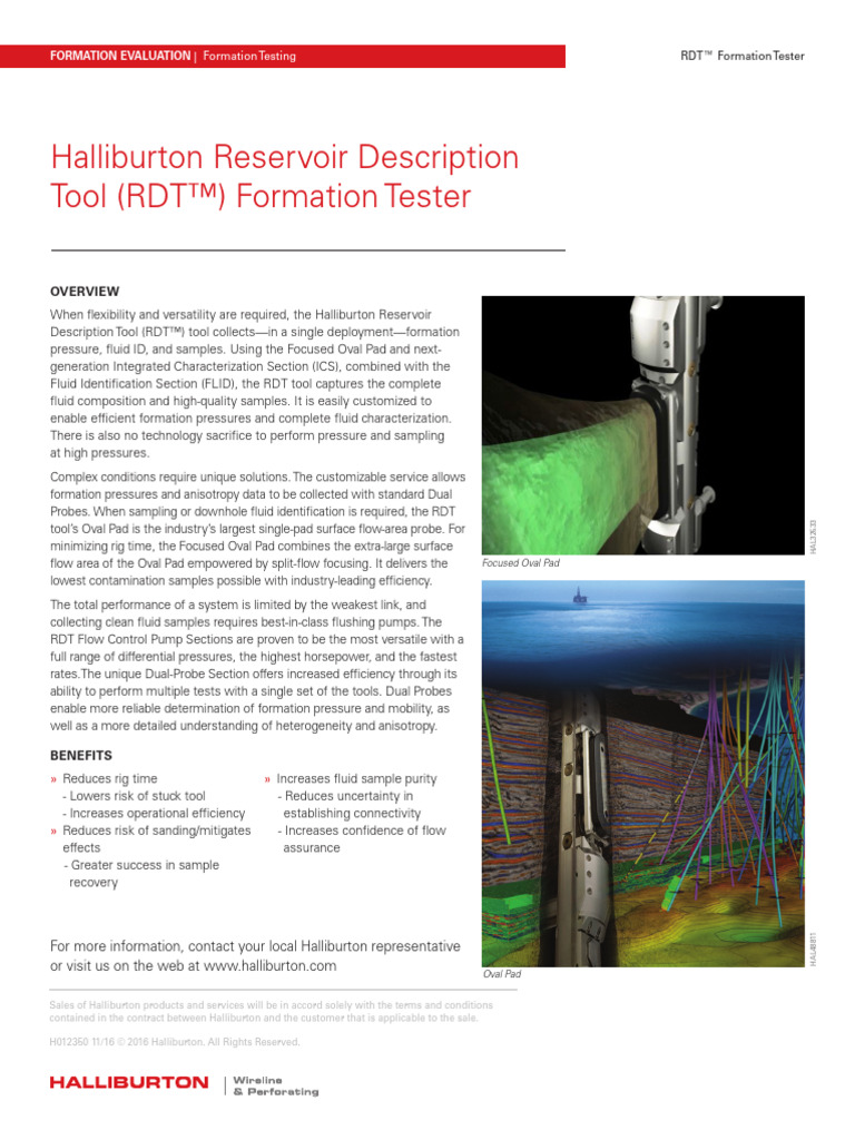 (RDT™) Formation Tester-halliburton | PDF | Pressure Measurement | Pump
