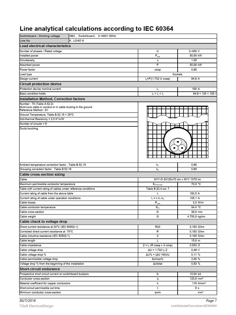 Iec Examples DB2 Circuit 6 Line Analytical Calculations IEC60364 | PDF ...