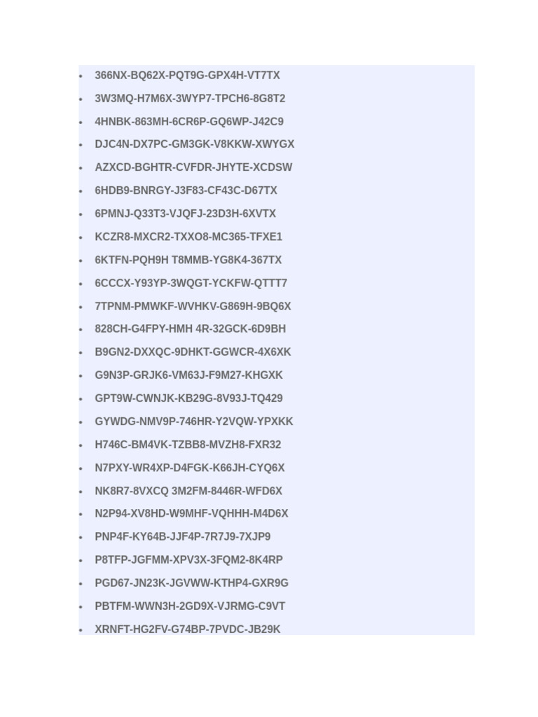 Unique Code List for Reference | PDF