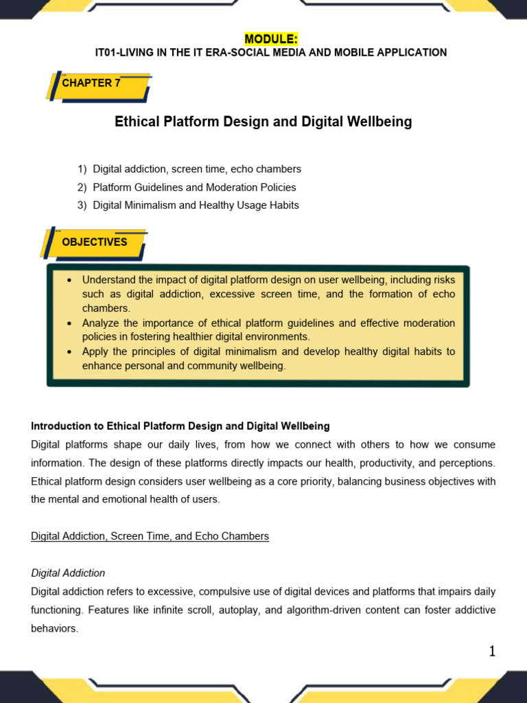 CHAPTER 7 -Ethical Platform Design and Digital Wellbeing | PDF | Well Being | Mobile App