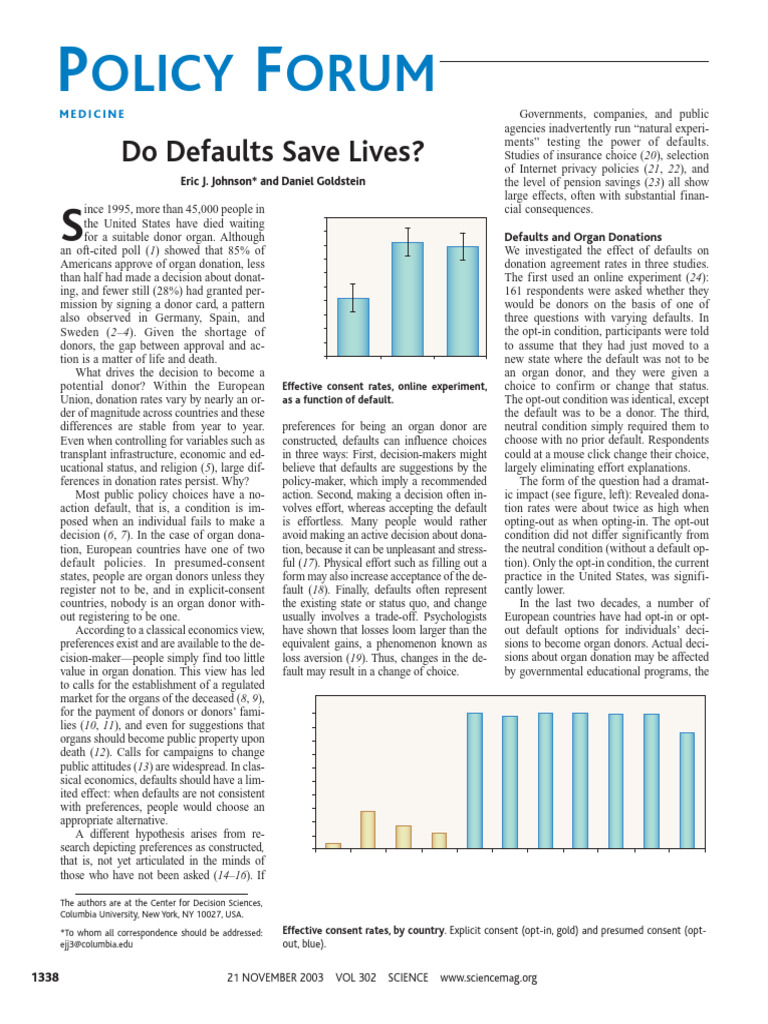 Johnson Goldstein 2003 | PDF | Organ Donation