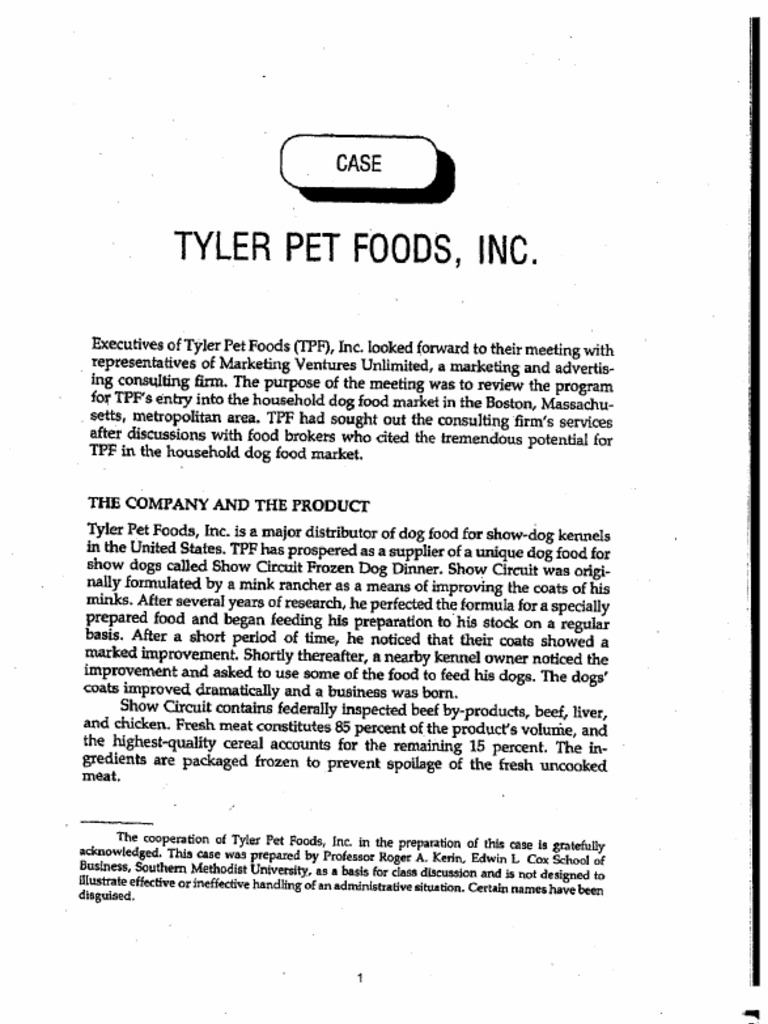 Tyler Pet Foods Case | PDF