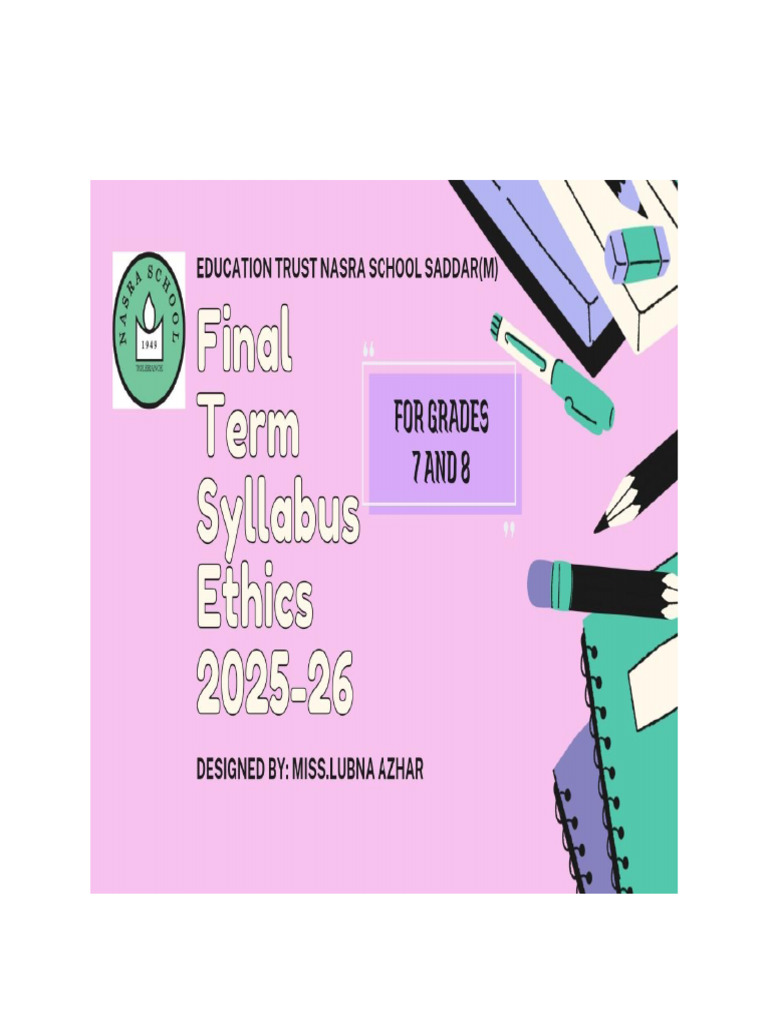 Ethics Syllabus Final 2025 | PDF