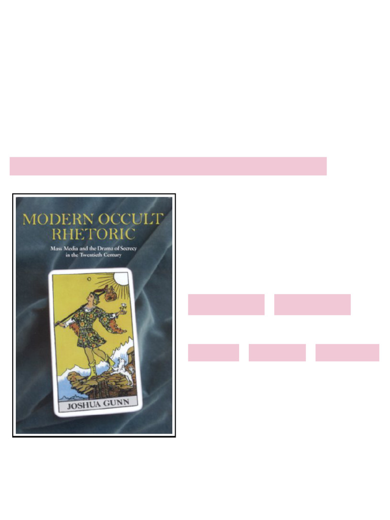 Modern Occult Rhetoric Mass Media And The Drama Of Secrecy In The Twentieth Century 1st Edition ...