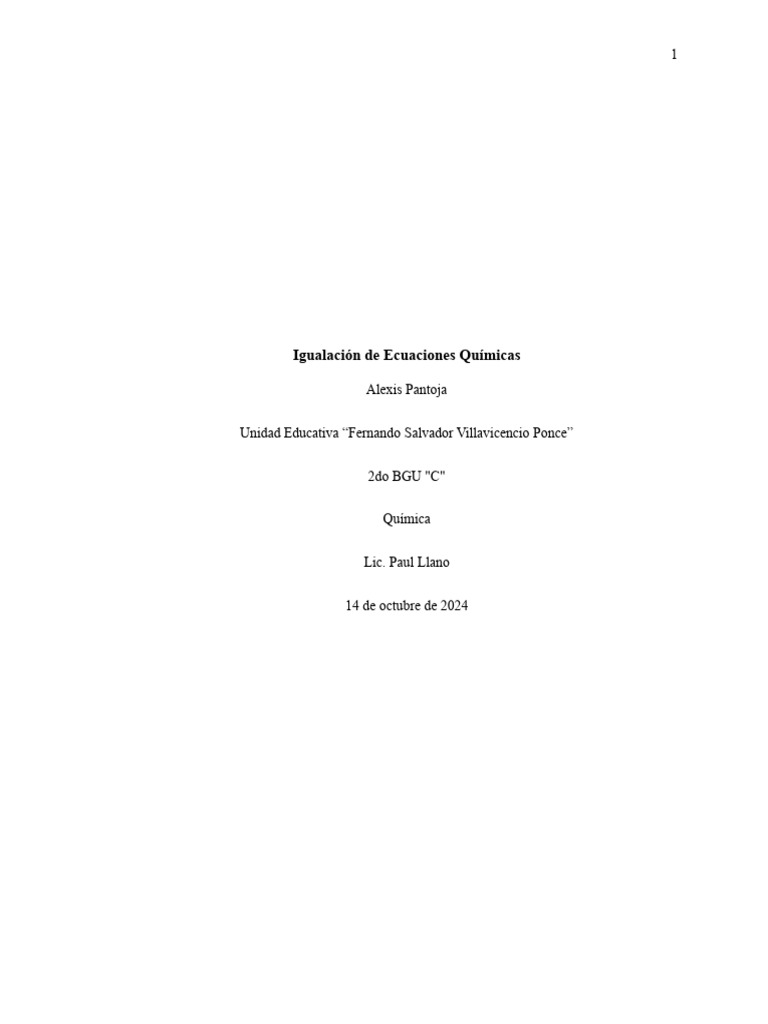 Ensayo Alexis Pantoja Igualacion Reacciones Quimicas | PDF | Redox ...