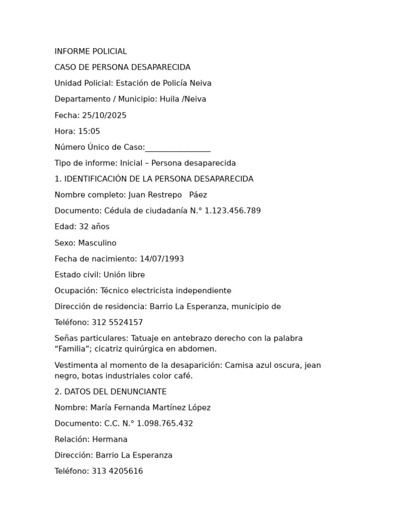 INFORME POLICIAL (02)EPP Cristian Alexis Gutierrez Gaitan | PDF | Hipótesis