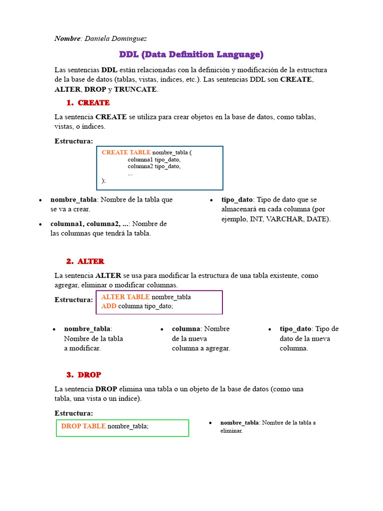 Sentencias DDL y DML en SQL | PDF | SQL | Ingeniería de software