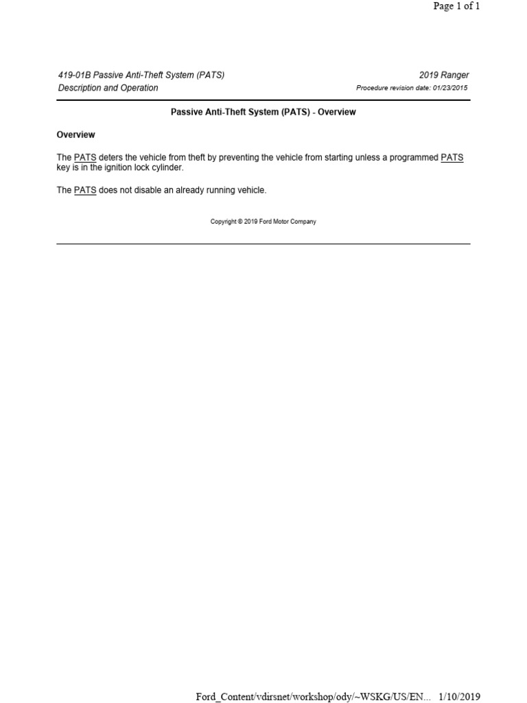 Passive Anti-Theft System (PATS) | PDF | Electronics